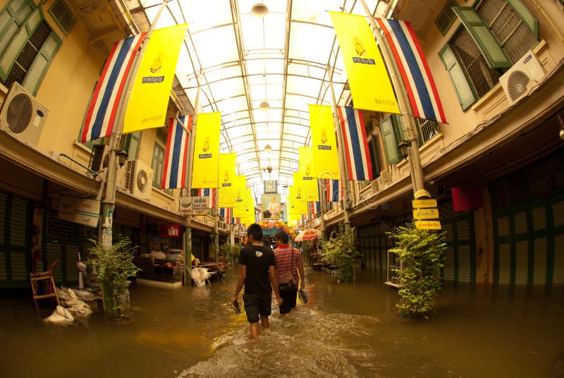 Mega Floods at Bangkok in Thailand. Editorial Image - Image of house ...