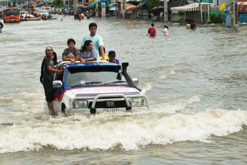 Mega floods in Thailand. editorial stock image. Image of people - 22753934