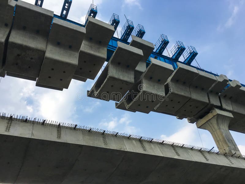 Mega Infrastructure Construction Work of a Bridge. Stock Image - Image ...