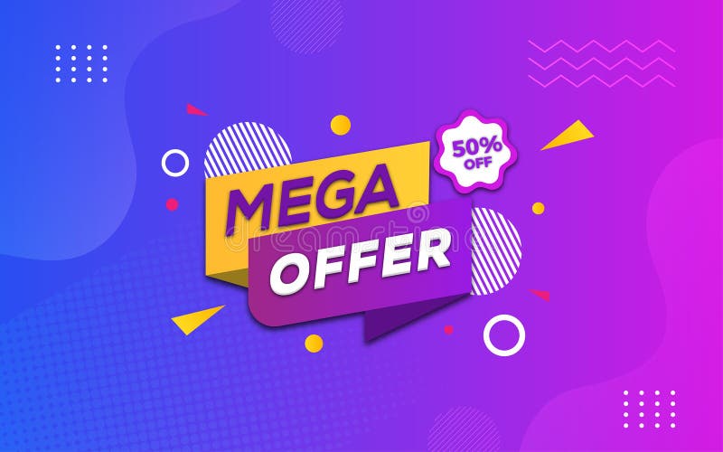 Mega Offer Banner Design with Text Effect Stock Illustration ...