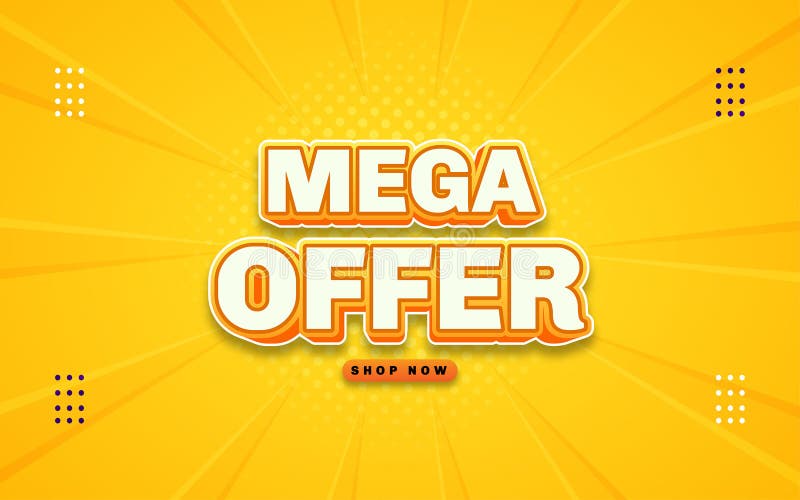 Mega Offer Banner Template with Editable Text Effect Stock Illustration ...