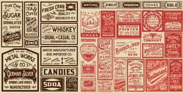 Mega Pack Old Advertisement Designs and Labels - Vector Illustra Stock ...