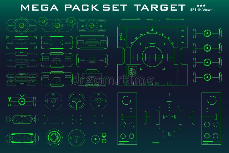 Mega Pack Set Target. HUD Futuristic Green User Interface. Futuristic ...