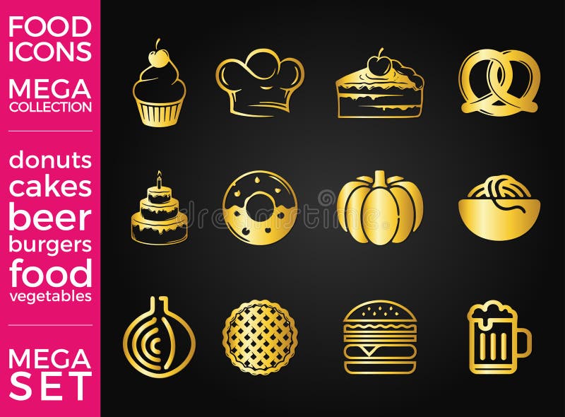 Mega Pack and Mega Set Vector Food Icons Stock Vector - Illustration of ...