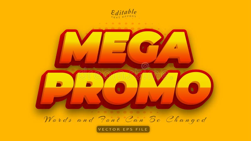 Mega promo text effect stock illustration. Illustration of tags - 244302411