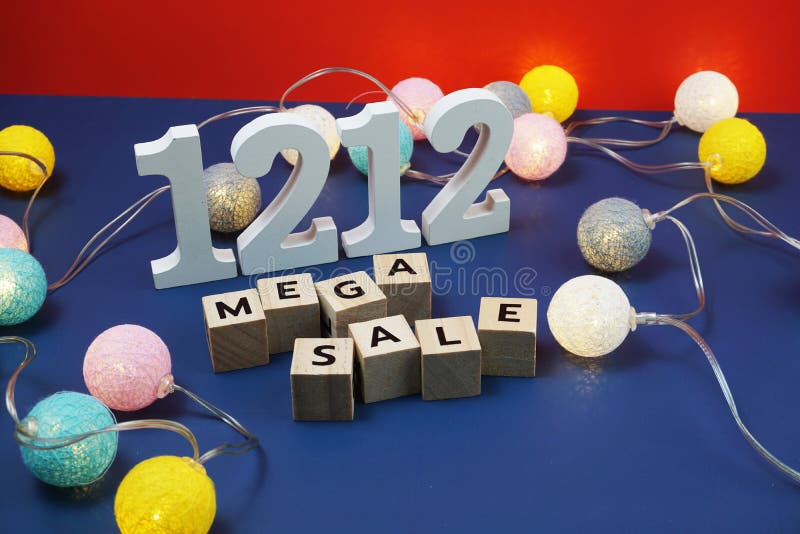 12.12 Mega Sale Alphabet Letter with LED Cotton Balls on Blue ...