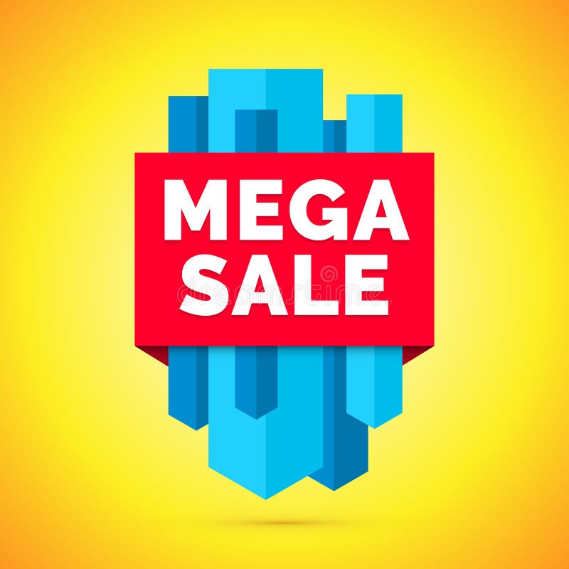 Mega Sale Banner, Yellow Background Stock Vector - Illustration of ...