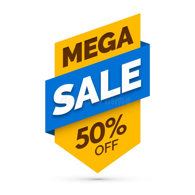 Mega Sale Banner, Yellow and Blue Colors Stock Vector - Illustration of ...