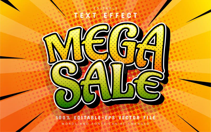 Mega Sale Comic Style Text Effect Stock Vector - Illustration of ...