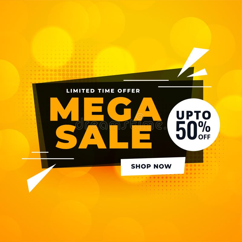 Mega Sale Discount Banner Promo Template Stock Vector - Illustration of ...