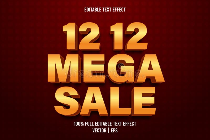 12 12 Mega Sale Editable Text Effect Retro Style Stock Vector ...