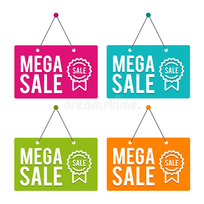 Mega Sale Hanging Door Sign Stock Illustration - Illustration of door ...