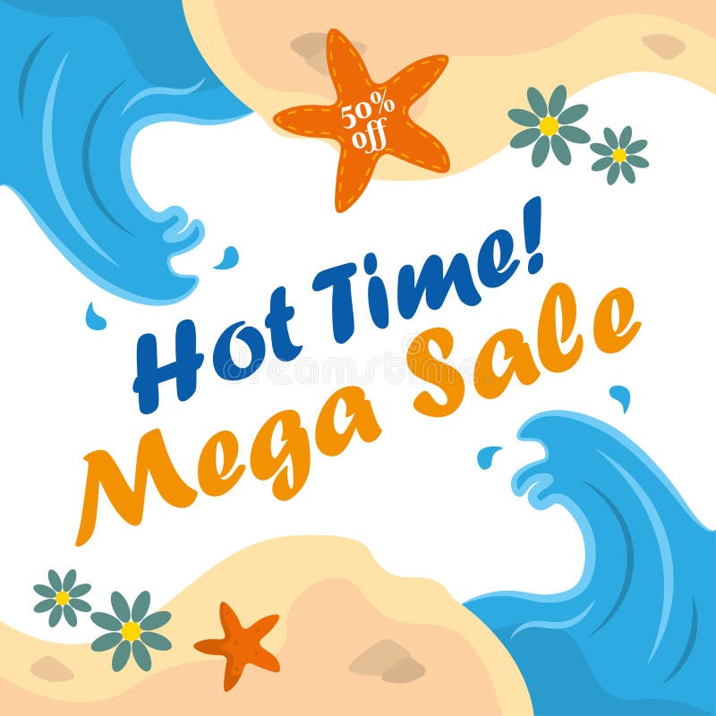 Mega Sale Hot Beach Ad. Vector Stock Vector - Illustration of mega ...