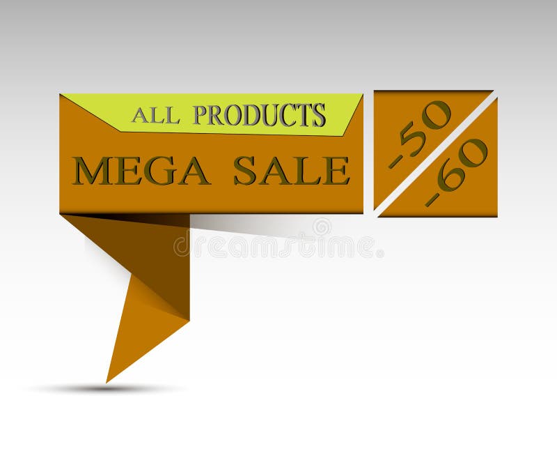Mega Sale Message on the Brown Line Vector Illustration. Stock Vector ...