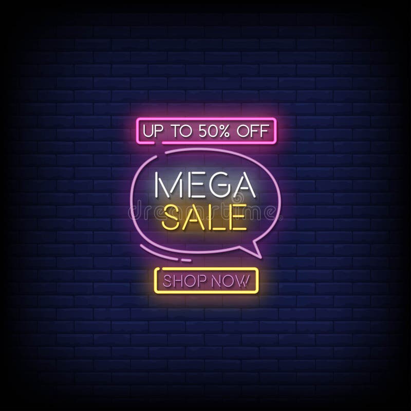 Mega Sale Neon Signs Style Text Vector Stock Vector - Illustration of ...