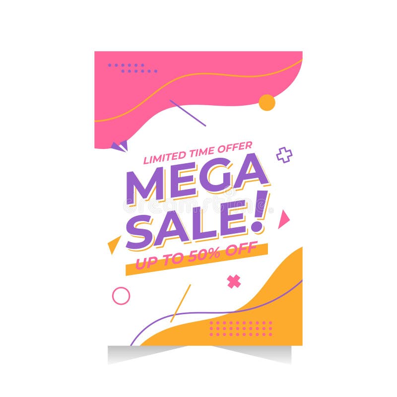 Mega Sale Poster Banner Vector Template Stock Vector - Illustration of ...