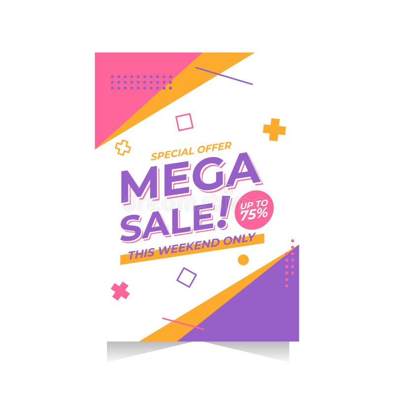 Mega Sale Poster Banner Vector Template Stock Vector - Illustration of ...