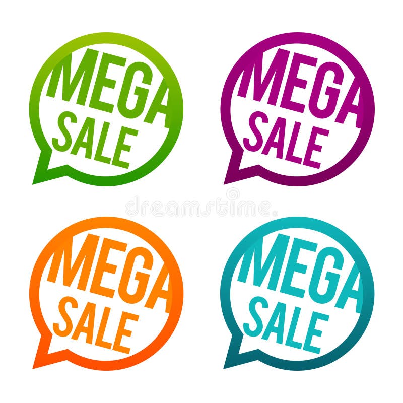Mega Sale Round Buttons on White Background Stock Illustration ...