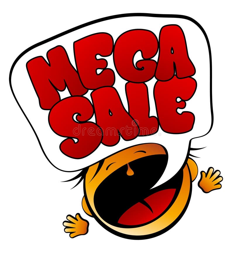 Mega Sale screaming girl. stock vector. Illustration of call - 21198725