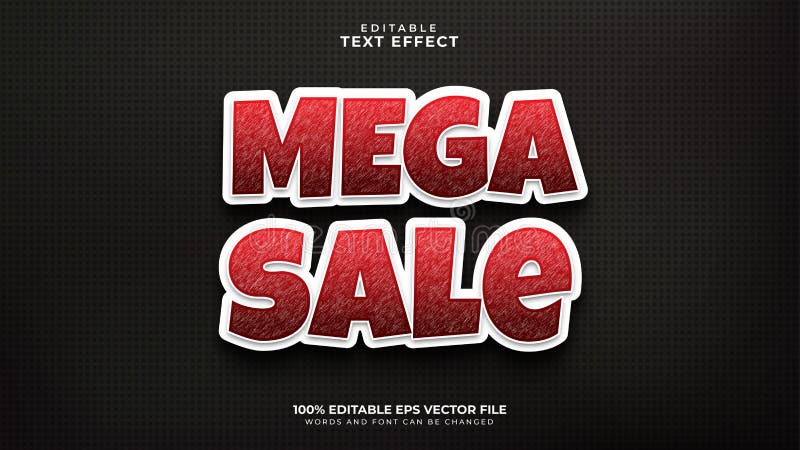 Mega Sale Text Effect, Editable Text Effect Stock Vector - Illustration ...