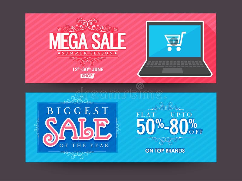 Mega Sale Website Header or Banner. Stock Illustration - Illustration ...