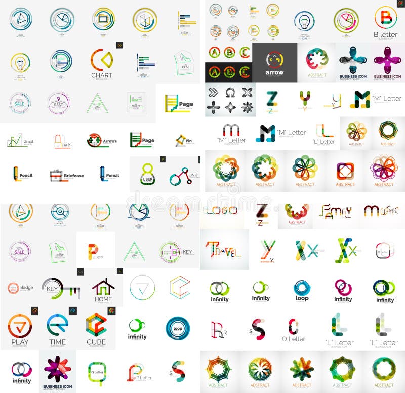 Mega- Sammlung des Logos vektor abbildung. Illustration von element ...