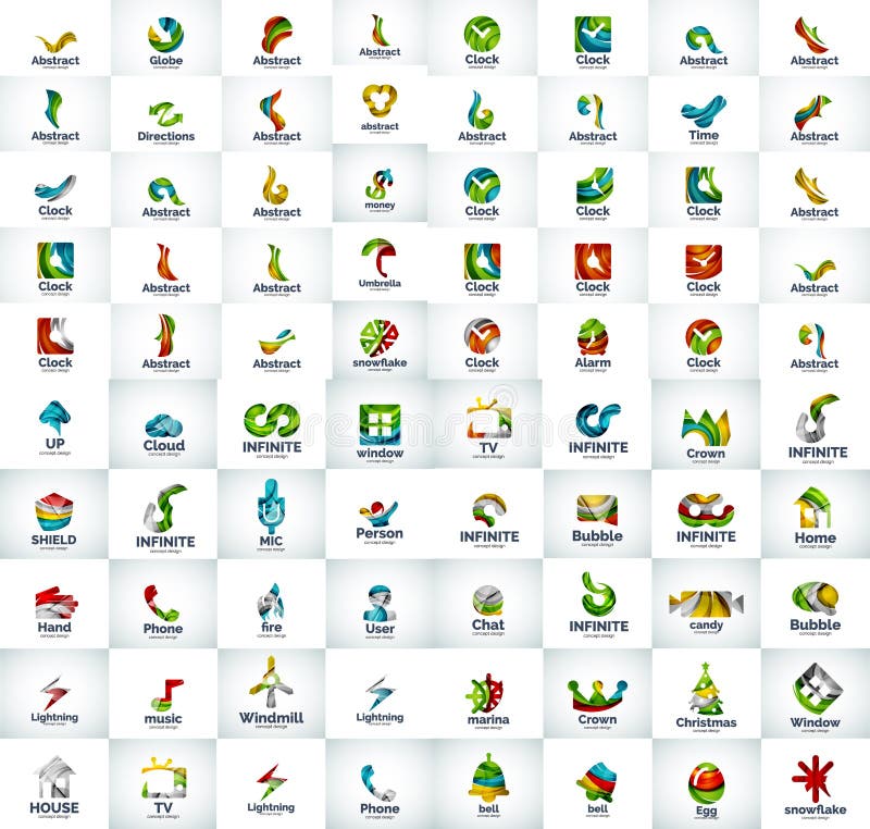 Mega- Sammlung des Logos vektor abbildung. Illustration von firma ...