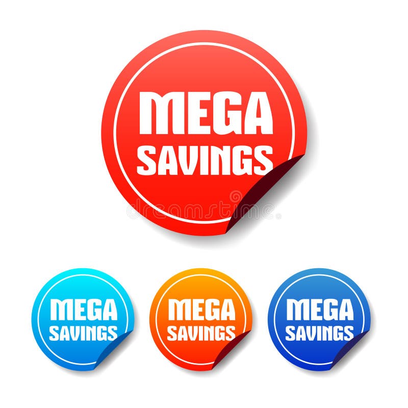 Mega Savings Stickers stock vector. Illustration of sign - 197121651