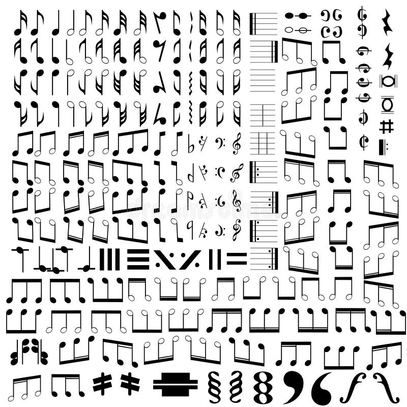 Mega Set of Absolutely All Musical Symbols Stock Vector - Illustration ...