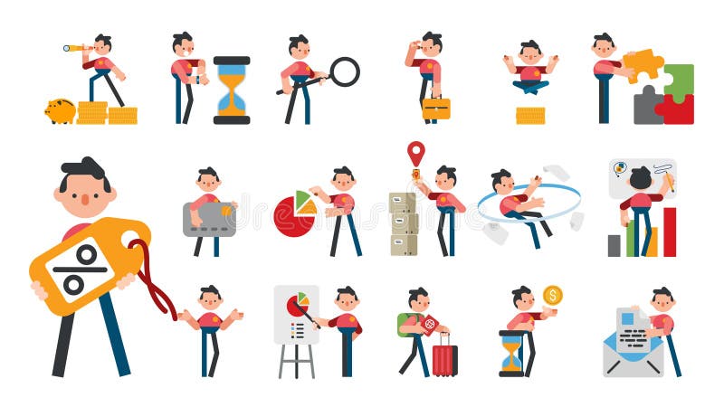 Mega Set with Business Scenes. Business Concept Illustrations ...