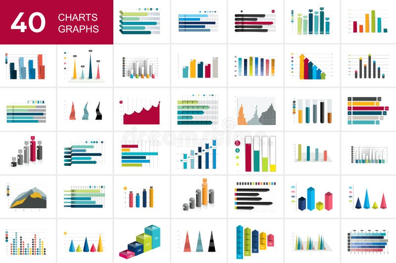 Mega Set of Charst, Graphs. Blue Color. Infographics Business Elements ...