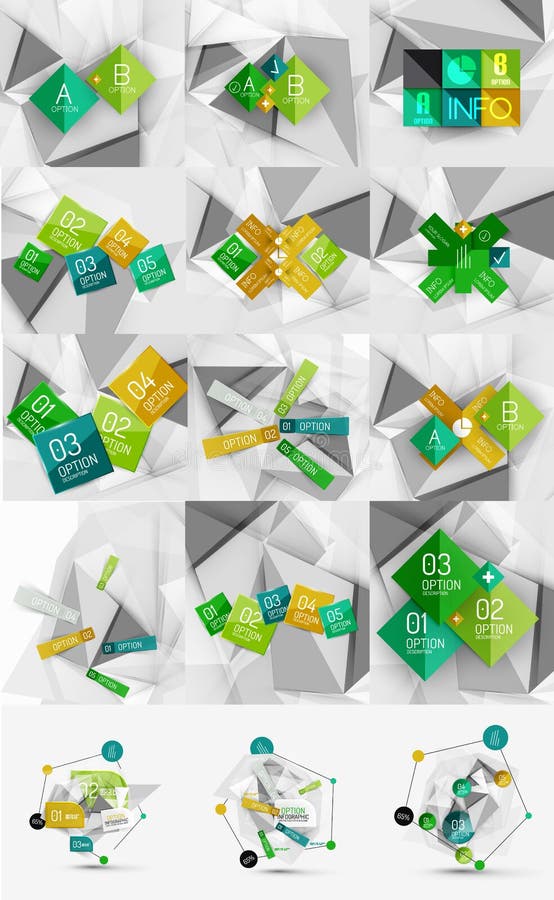 Mega Set of Color Paper Infographics Stock Vector - Illustration of ...