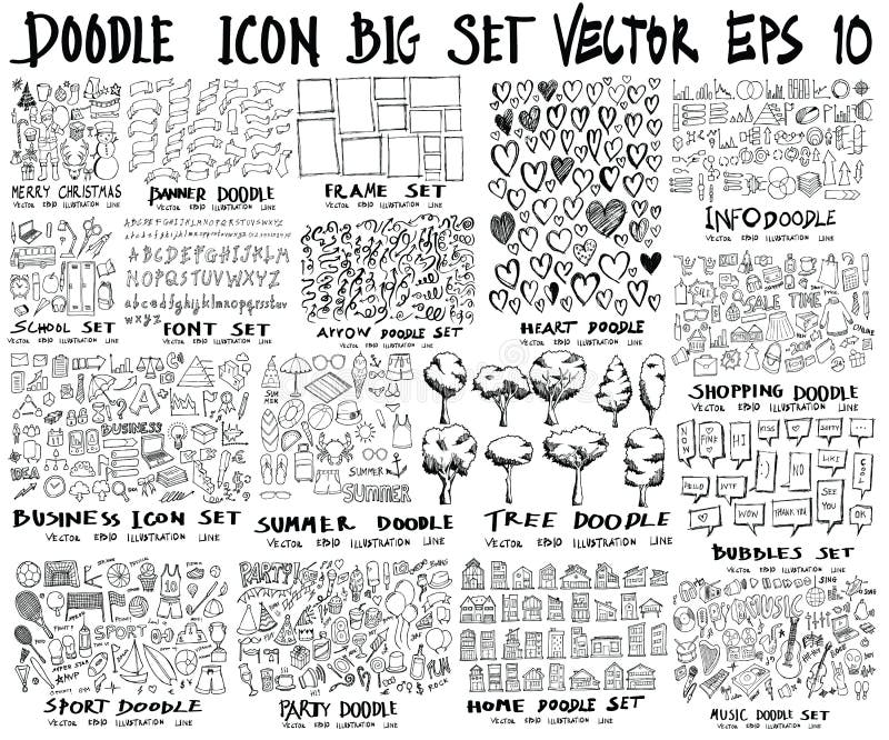 Mega Doodle design set stock vector. Illustration of animal - 44340098