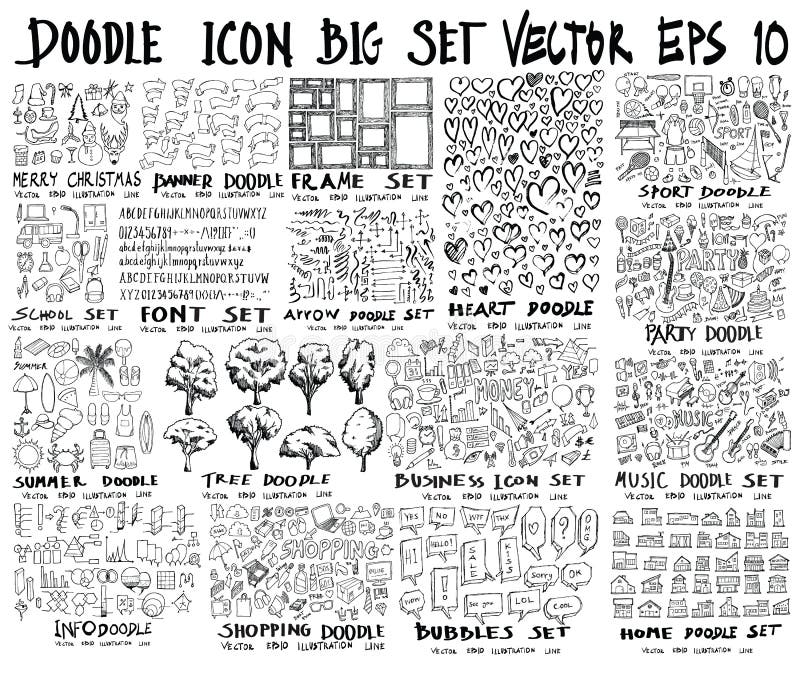 MEGA Set of Doodles Vector. Super Collection Stock Illustration ...