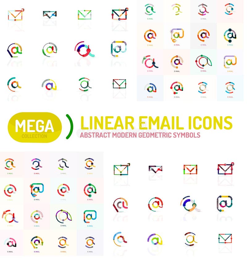 Mega set of email logos stock illustration. Illustration of business ...