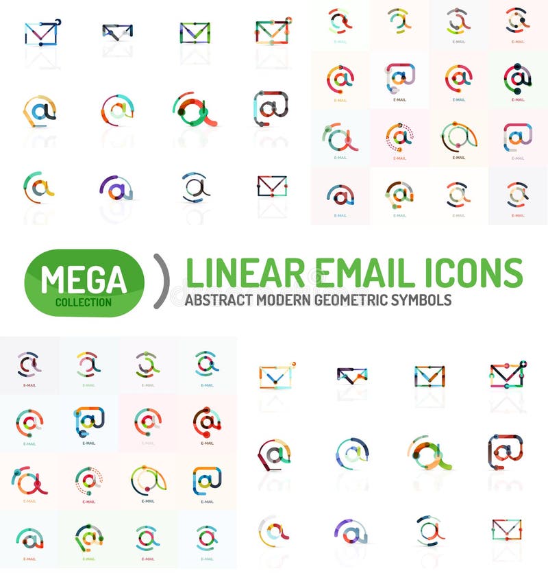 Mega set of email logos stock vector. Illustration of logotype - 70427631