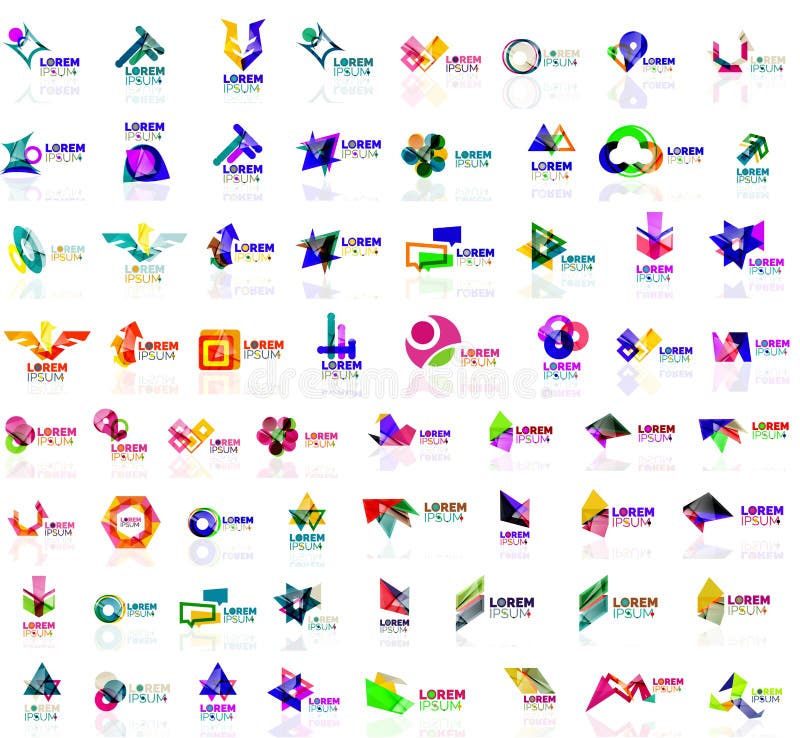 Mega Set of Geometrical Abstract Logos Stock Vector - Illustration of ...