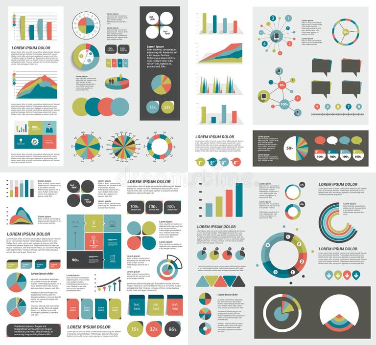 Mega Set of Infographics Elements Charts, Graphs, Circle Charts ...