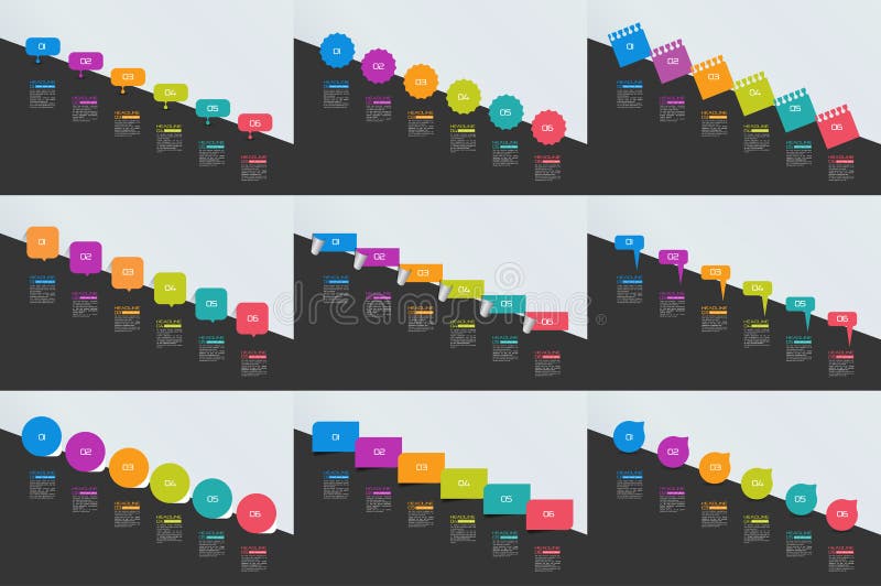 Mega Set of Infographics Timeline Banners, Charts. Stock Vector ...