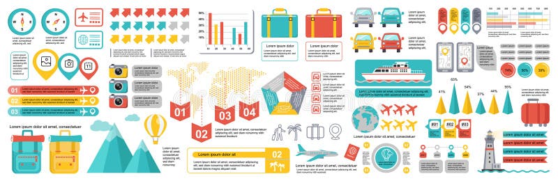 Mega Set of Travel Infographic Elements Data Visualization Vector ...