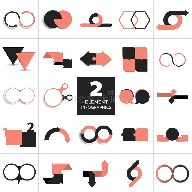 Mega Set of Two Element Infographics. Two Step Charts, Schemes Stock ...