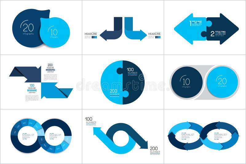 Mega Set of Two Elements, Steps Chart, Diagram, Scheme. Circle, Round ...