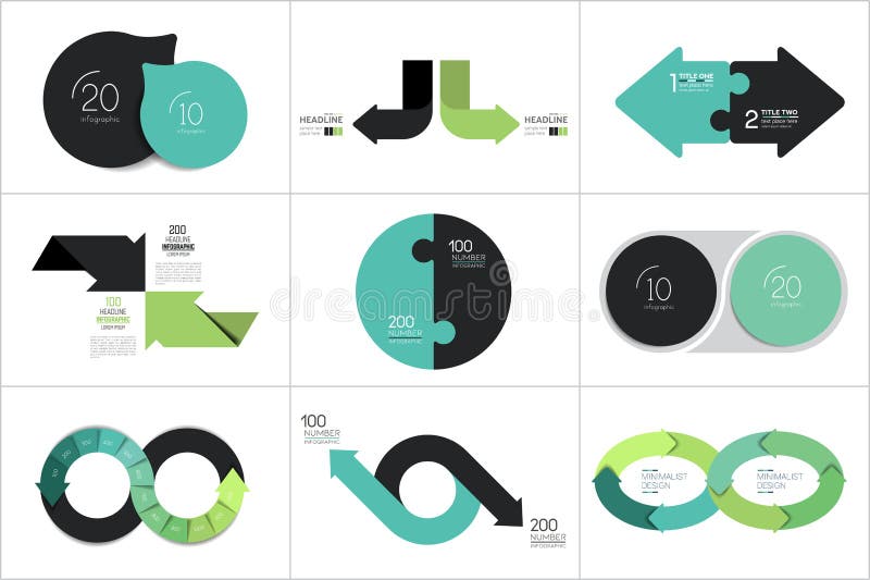 Mega Set of Two Elements, Steps Chart, Diagram, Scheme. Circle, Round ...