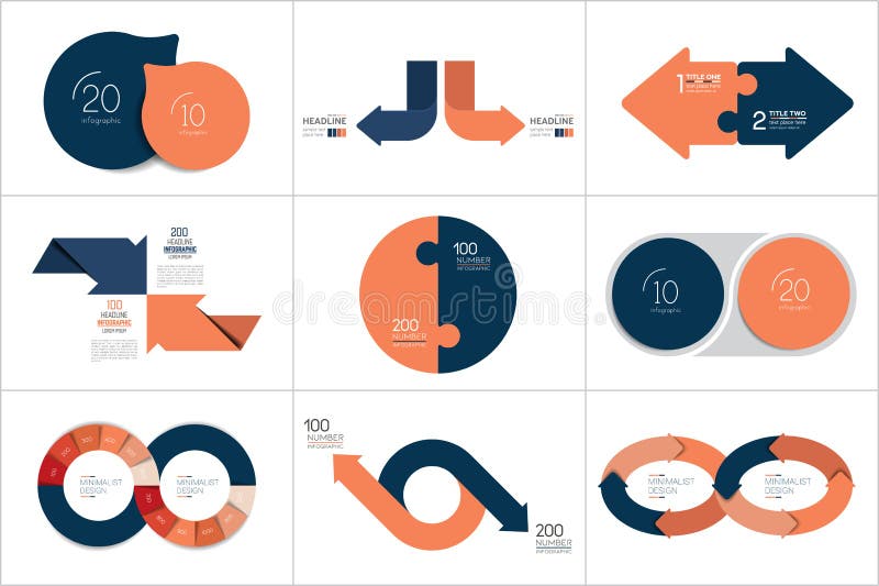 Mega Set of Two Elements, Steps Chart, Diagram, Scheme. Circle, Round ...