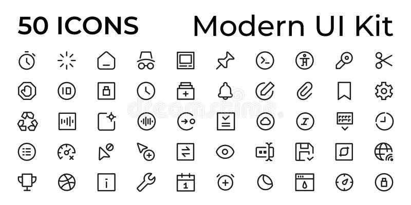 Modern UX Kit for Web, Print, User Interface Line Icon Set Stock Vector ...