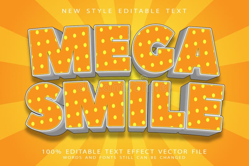 Mega Smile Editable Text Effect Emboss Modern Style Stock Vector ...