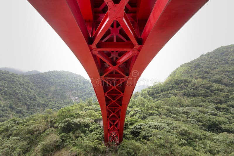 Huge Structure Red Bright Bridge Stock Photo - Image of bright, design ...
