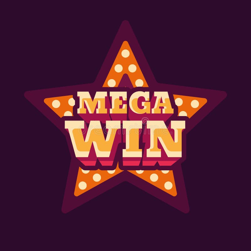 Mega Win Casino Red Star Retro Sign Flat Illustration Stock Vector ...