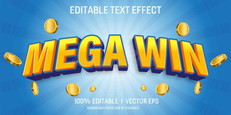 Editable MEGA WIN Vector Text Effect with Modern Style Design Stock ...