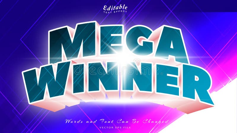 Mega winner text effect stock vector. Illustration of metal - 244753227